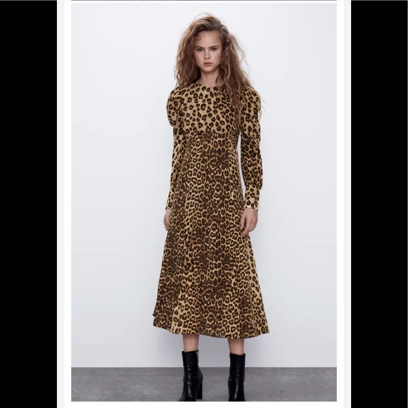 Zara | Dresses | Hp Nwt Zara Animal Print Midi Dress Size Xl | Poshmark